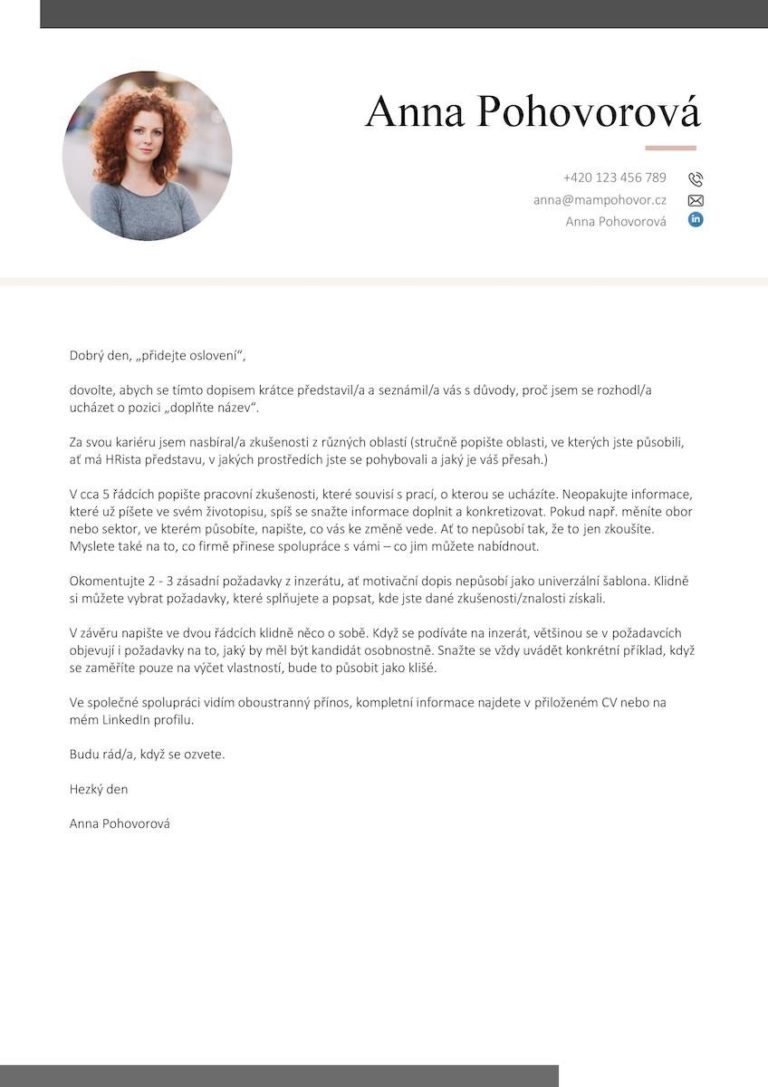Originální a moderní motivační dopis - vzor ke stažení zdarma