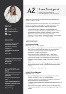 Životopis v angličtině vzor 2024 Moderní design + předvyplněný obsah zdarma