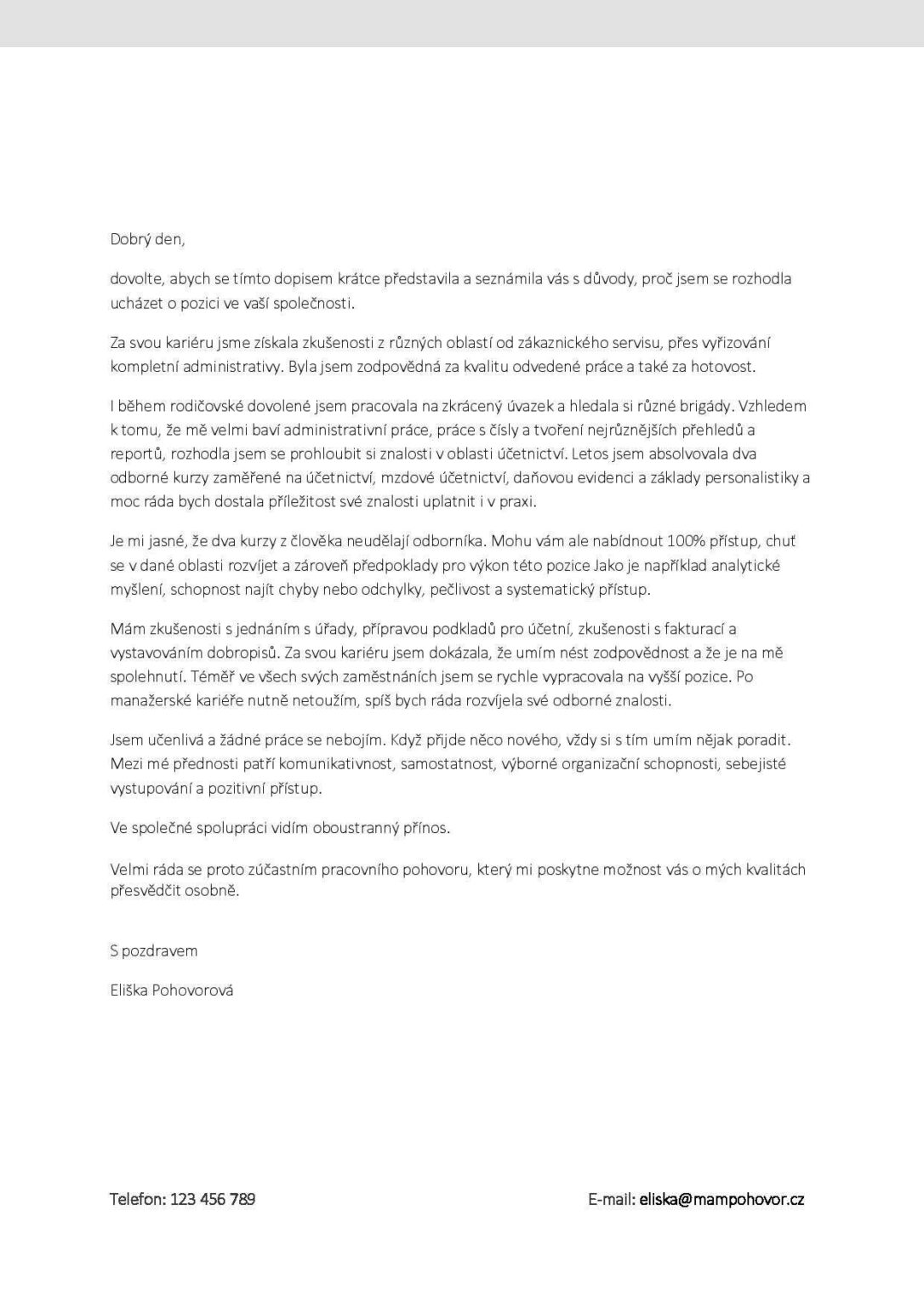 Motivační dopis přímo na míru vaší pozici >>>