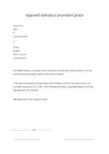 Ukončení dohody o provedení práce - výpověď DPP vzor 2025