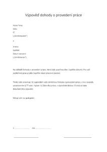Ukončení dohody o provedení práce - výpověď DPP vzor 2025