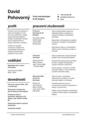 Životopis vzor 2024 ke stažení zdarma - předvyplněná šablona