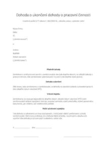 Vzor ukončení dohody o pracovní činnosti 2025